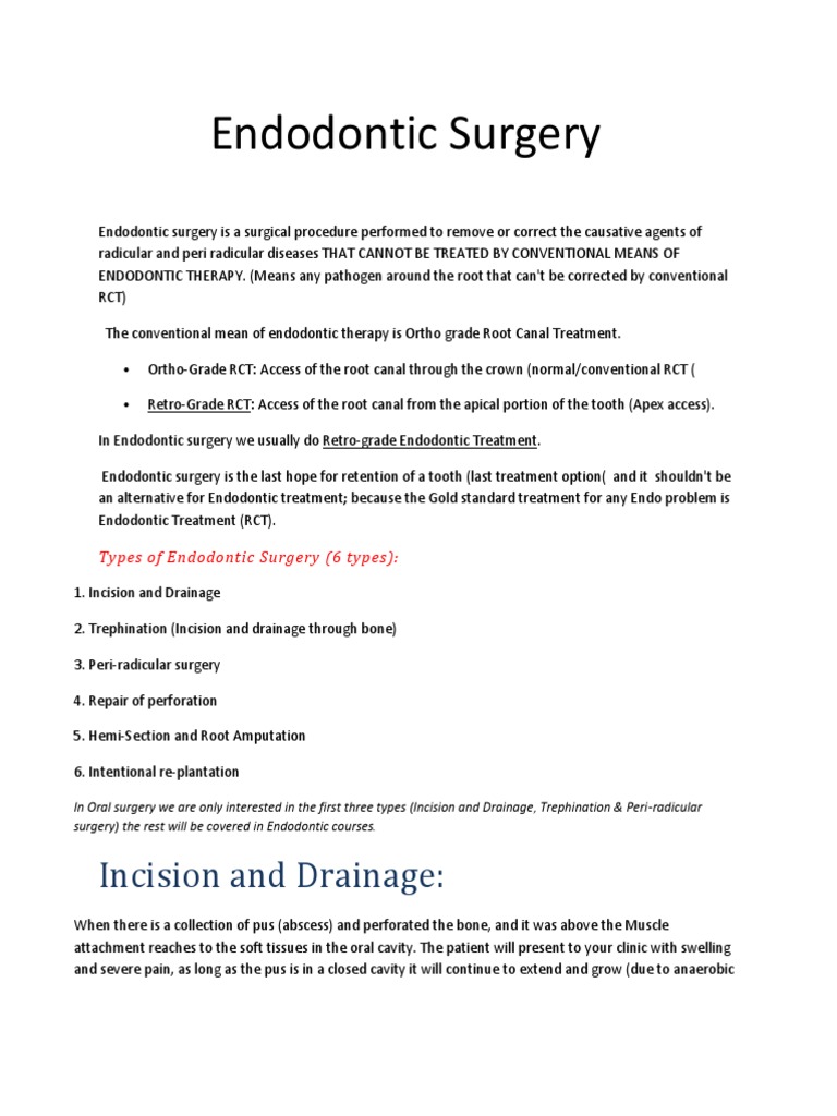 Endodontic Surgery: Incision and Drainage | PDF | Surgery | Medicine
