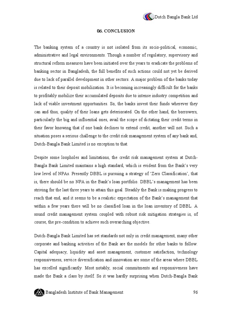 Conclusion | PDF | Risk Management | Banks