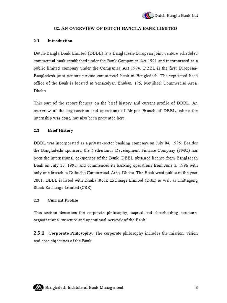 Part Two-Overview of DBBL | PDF | Deposit Account | Credit (Finance)
