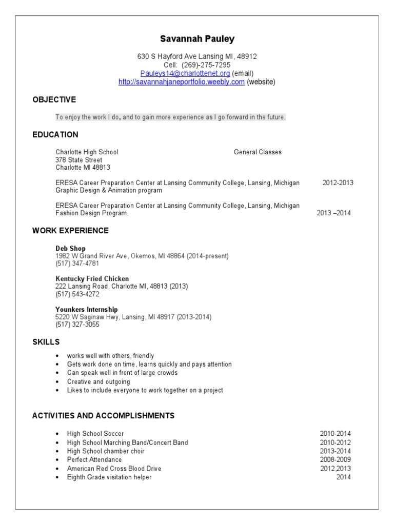 Savannah Pauley Resume | PDF