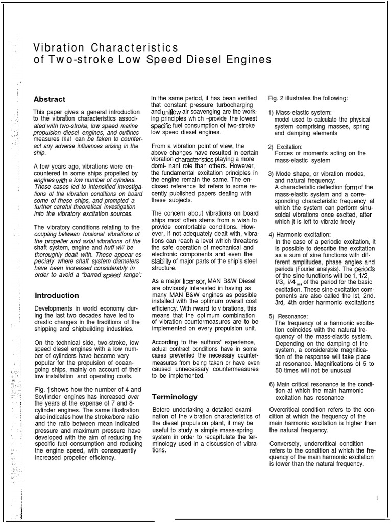 Vibration Characteristics of Two-Stroke Low Speed Diesel Engines | PDF ...