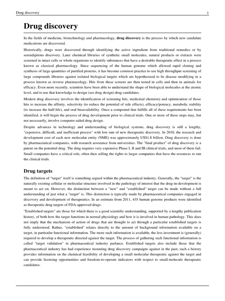 Drug Discovery | PDF | Drug Discovery | Pharmaceutical Drug