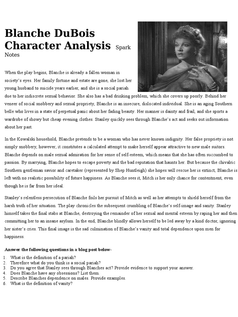 Blanche Analysis | PDF | Social Issues (General) | Society