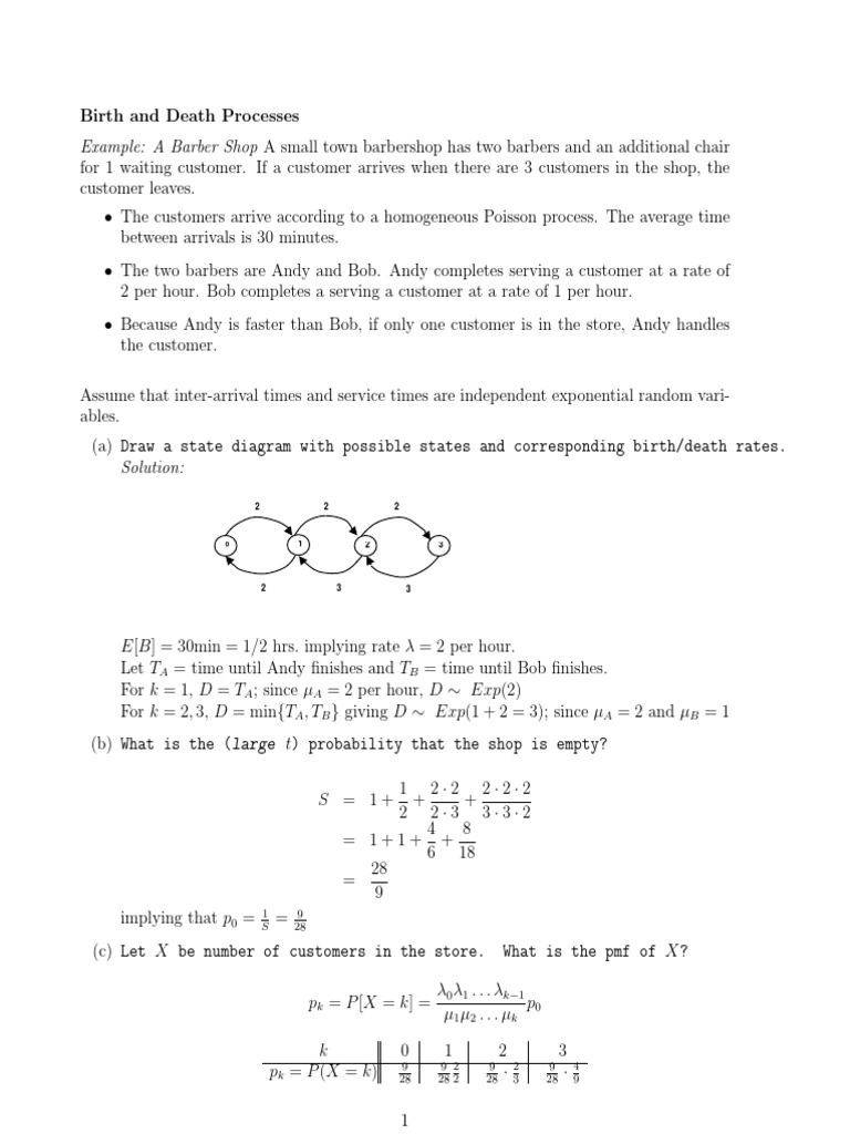Barber Shop Birth-Death Process | PDF | Poisson Distribution | Teaching ...