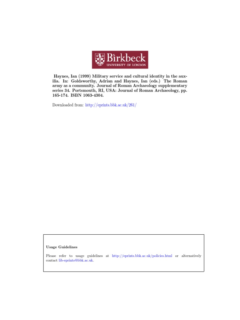Ian Haynes The Roman Army As A Community | PDF | Roman Britain | Roman ...
