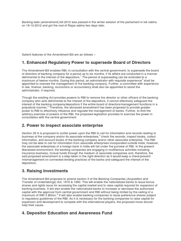 Enhanced Regulatory Power To Supersede Board of Directors | PDF ...