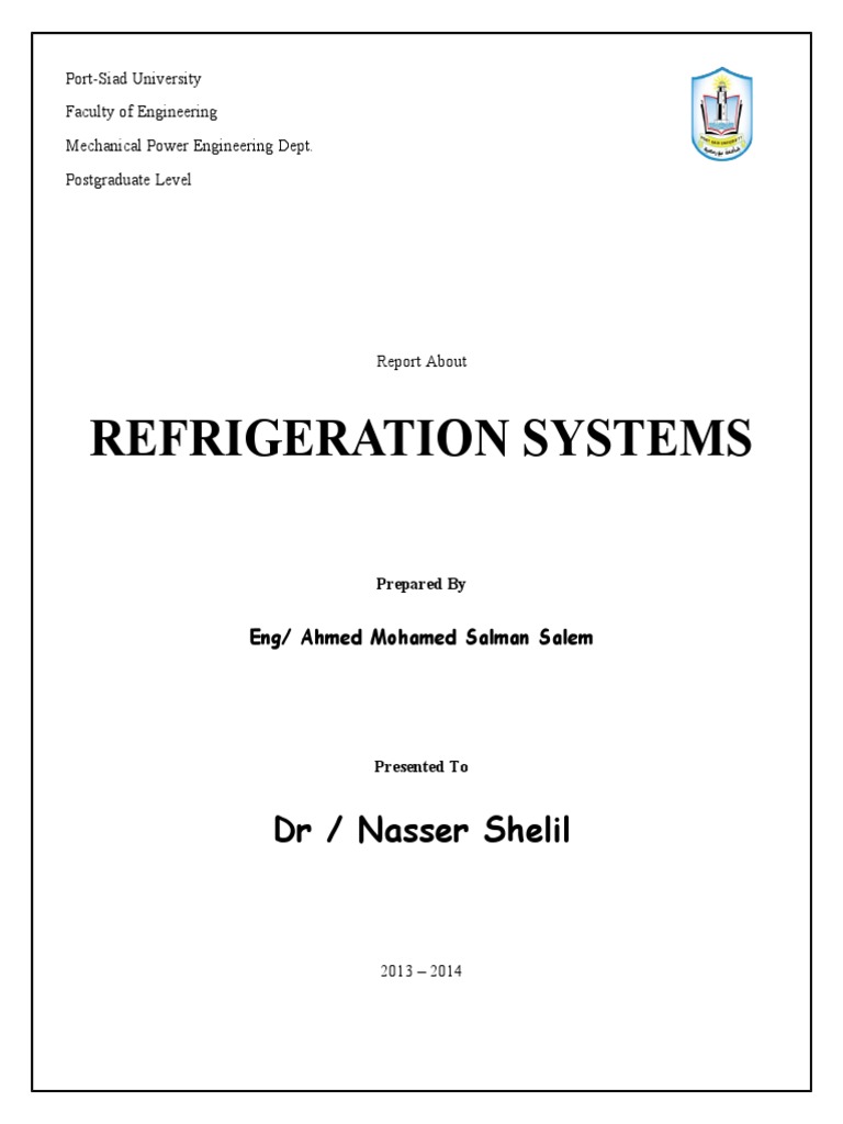 Report Refrigeration Systems | PDF | Refrigeration | Heat