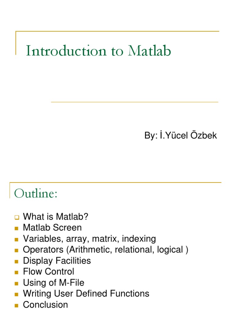 Introduction to MATLAB Fundamentals | PDF