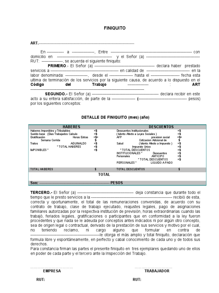 Modelo Finiquito De Trabajo Pdf Gobierno Instituciones Sociales