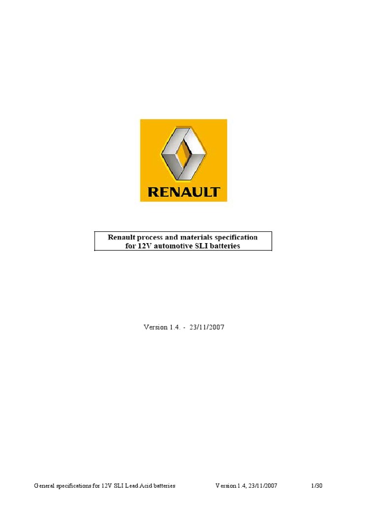 Renault PP Specifications Version 231107 2 | PDF | Cobalt | Battery ...