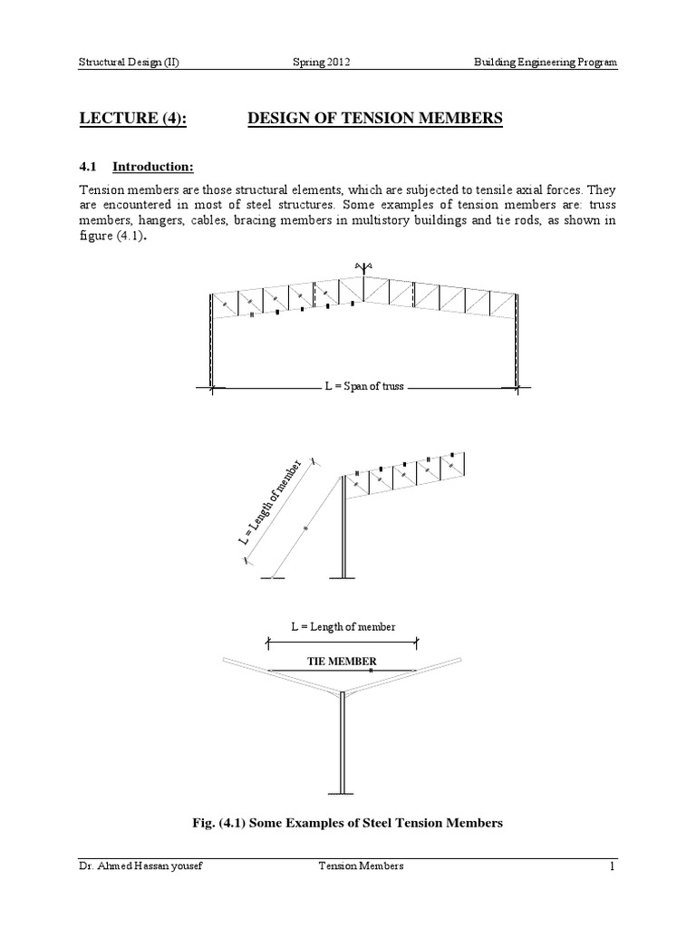 LECTURE (4) : Design of Tension Members: Structural Design (II) Spring ...