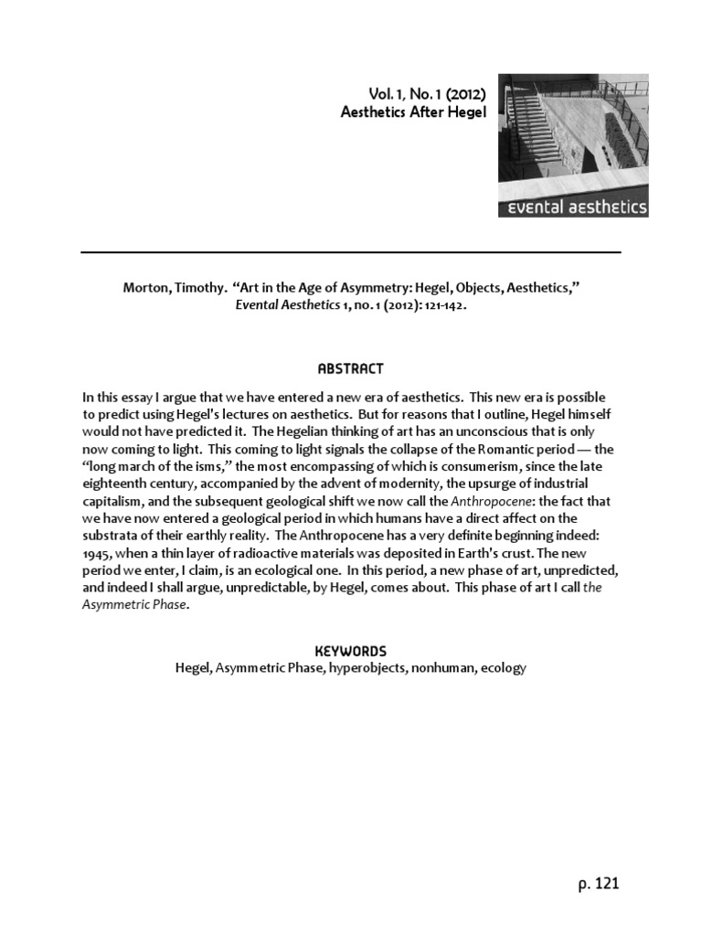 Timothy Morton - Art in The Age of Asymmetry: Hegel, Objects ...