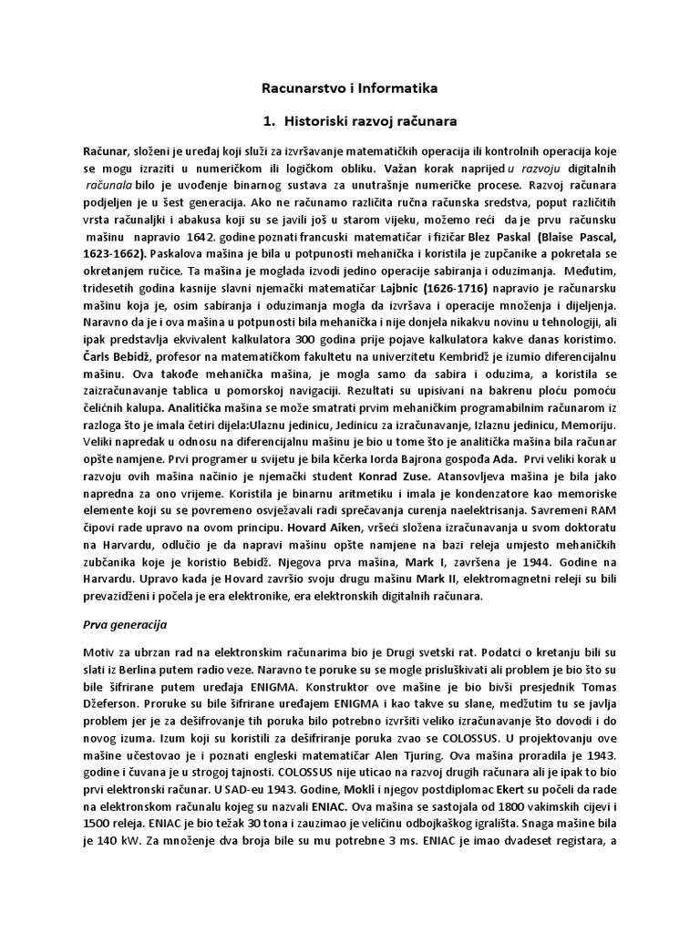 Racunarstvo I Informatika I | PDF