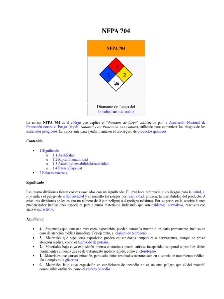 Nfpa 704 | PDF | Agua | Elementos químicos