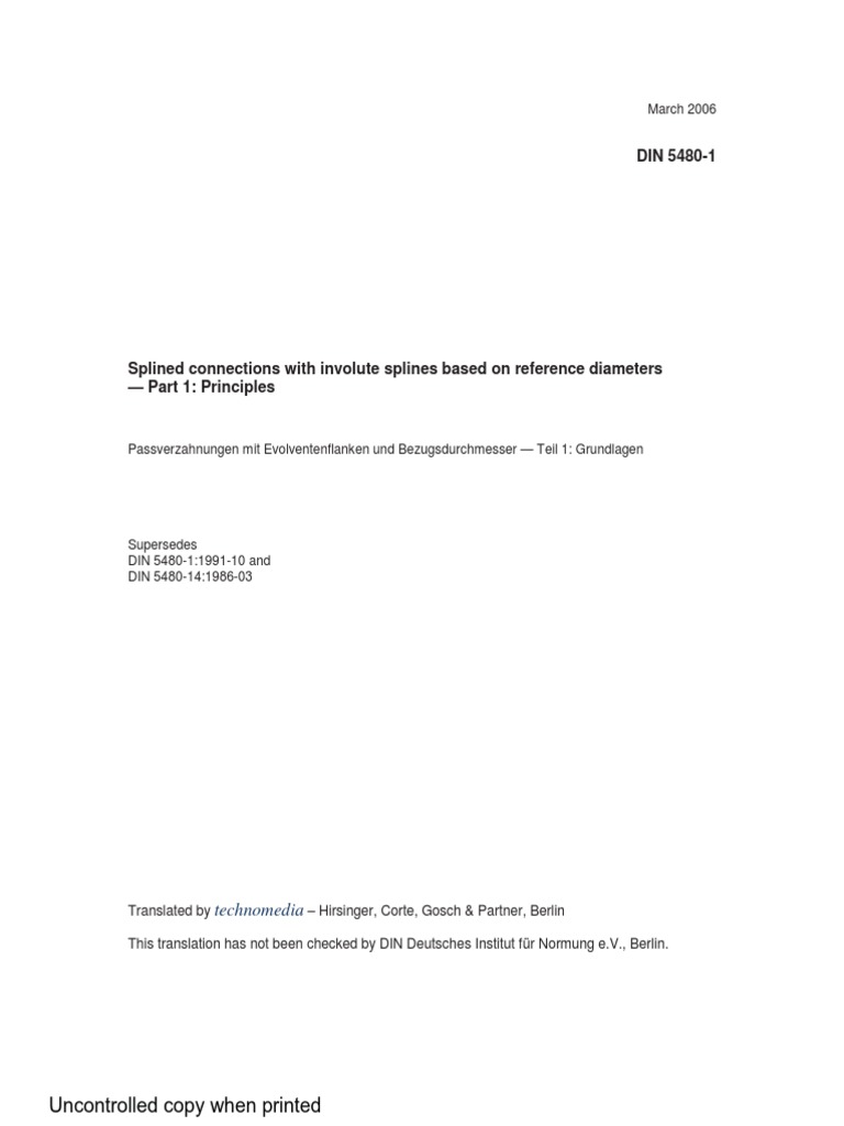 Spline DIN 5480 | PDF