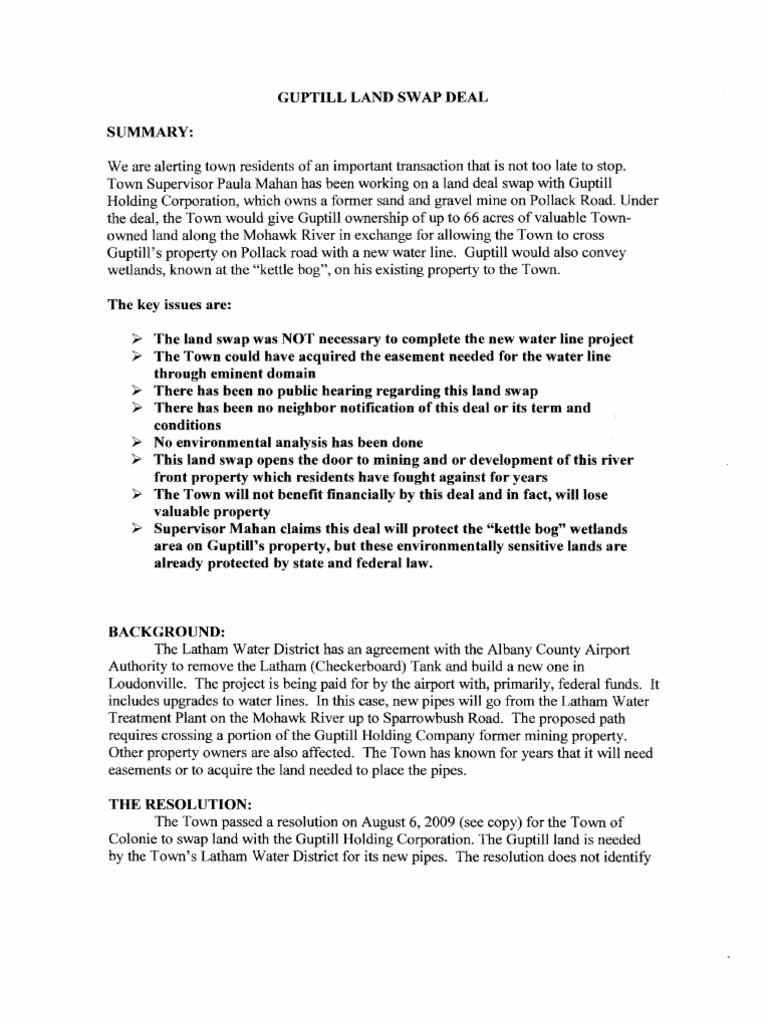 GOP Land Swap Memo | PDF | Eminent Domain | Real Property