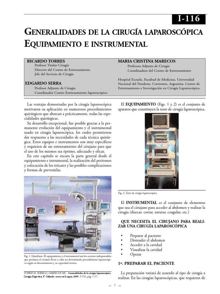 Equipamiento e Instrumental Laparoscópico | PDF | Dispositivo de carga ...