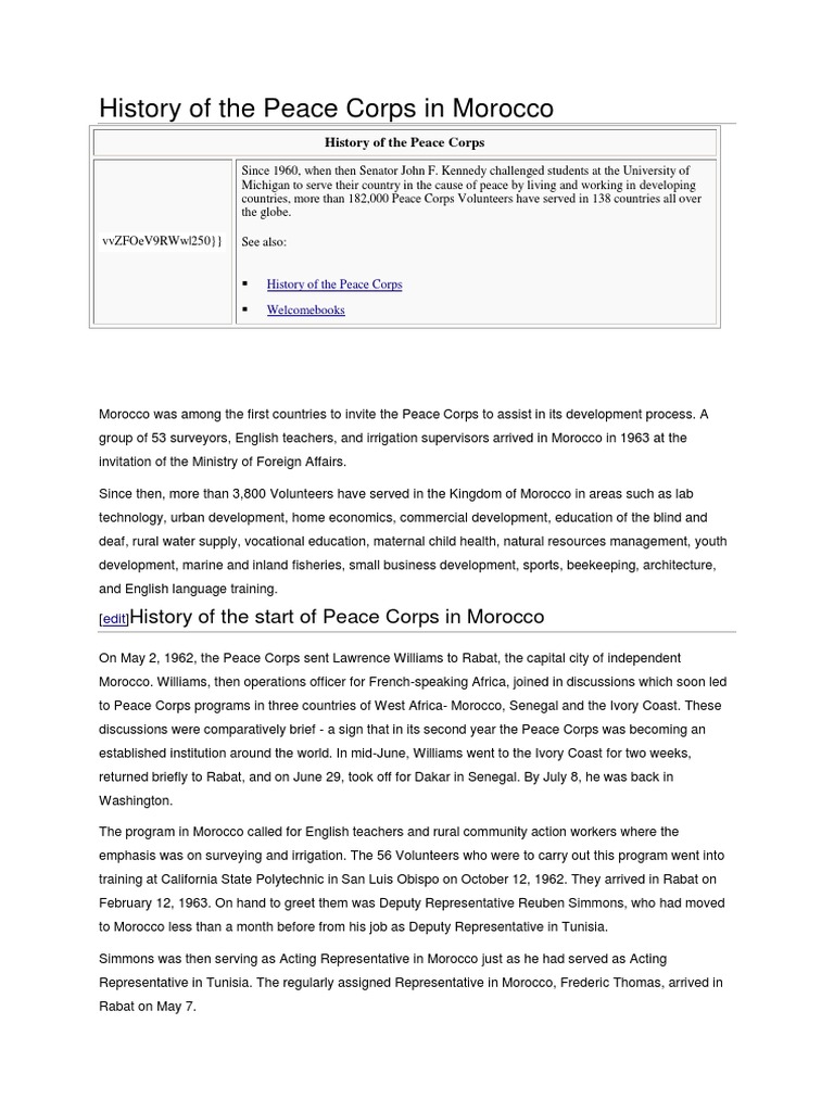 History of The Peace Corps in Morocco | PDF | Peace Corps | Volunteering