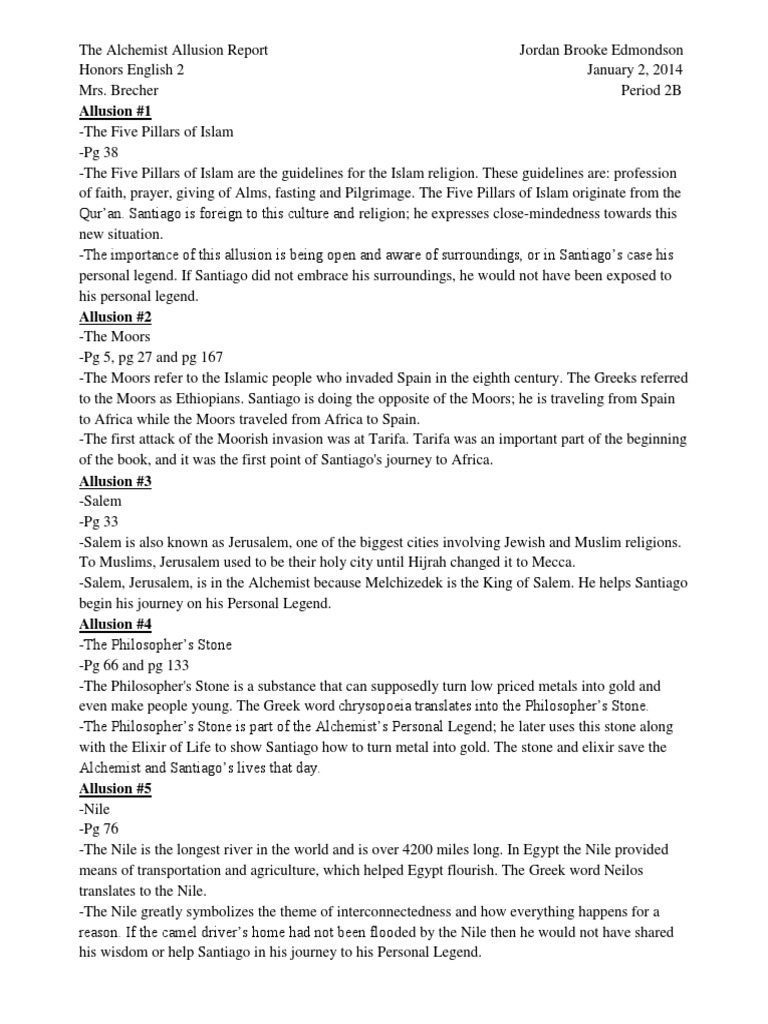 Allusions in The Alchemist Explained | PDF | Alchemy | Nile