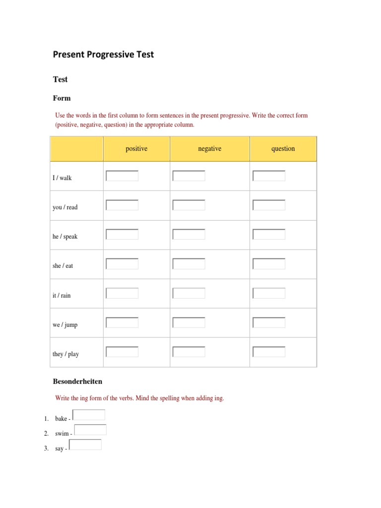 Present Progressive Test-3 | PDF | Grammar | Onomastics