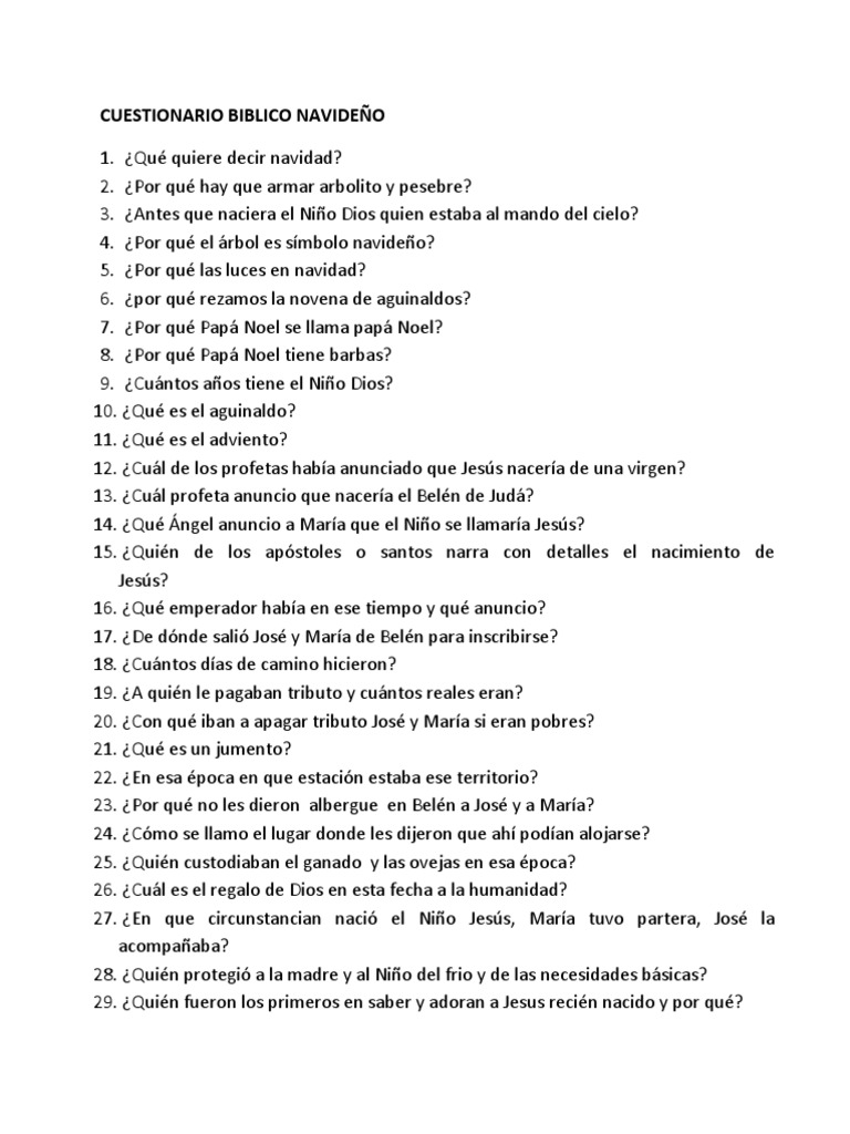 Cuestionario Bíblico sobre Navidad | PDF | María, madre de Jesús ...