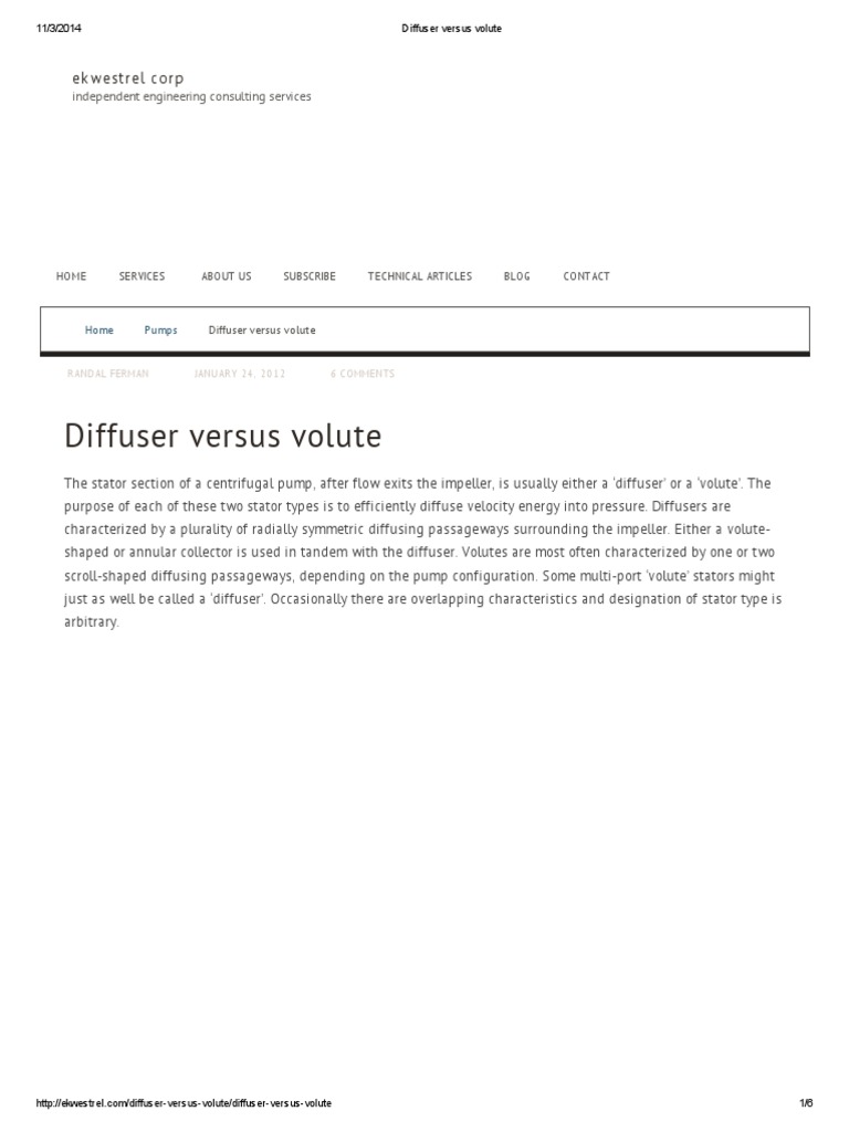 Diffuser Versus Volute | PDF | Pump | Energy Technology