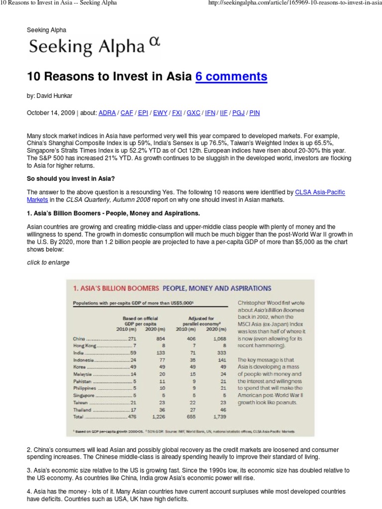 10 Reasons To Invest in Asi.. | PDF | China | World Politics
