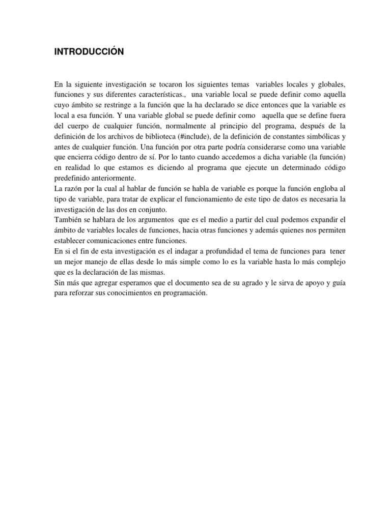 Variables Locales y Globales | PDF | Función (Matemáticas) | Programa ...
