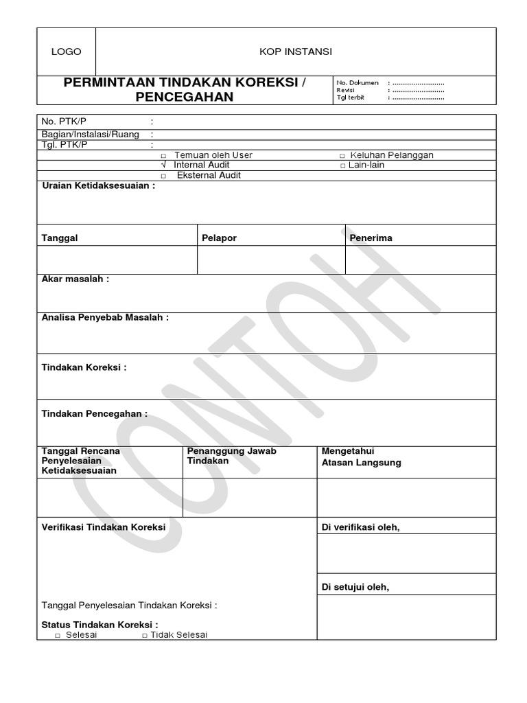 Contoh Form Temuan Audit | PDF | Pengelolaan Keuangan & Uang