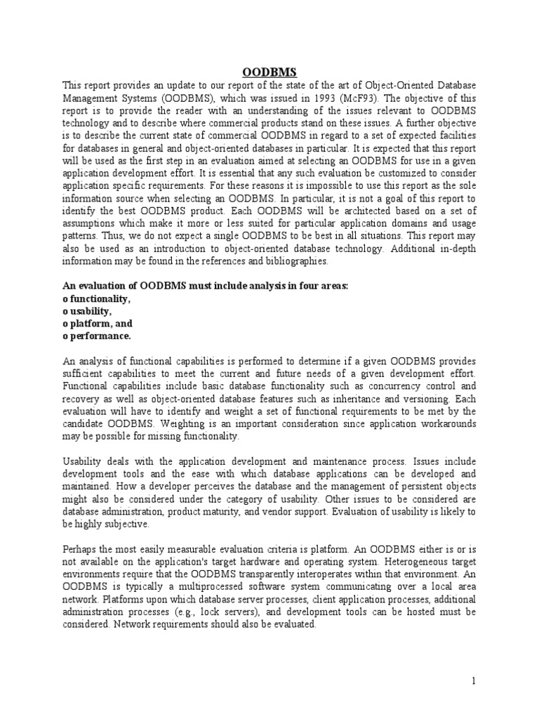 OODBMS | PDF | Object (Computer Science) | Object Oriented Programming