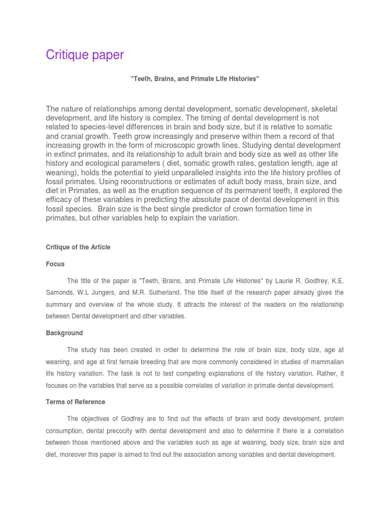 A Sample Critique Paper | PDF | Hypothesis | Statistical Hypothesis Testing