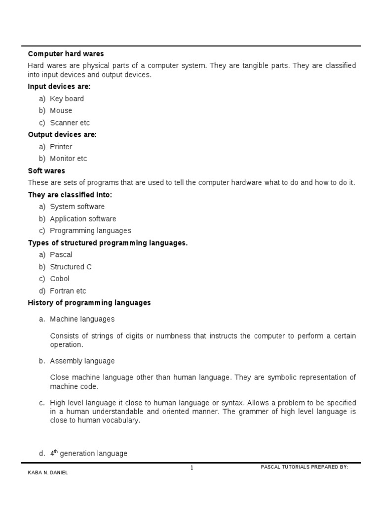 Pascal Notes | PDF | Parameter (Computer Programming) | Pointer ...