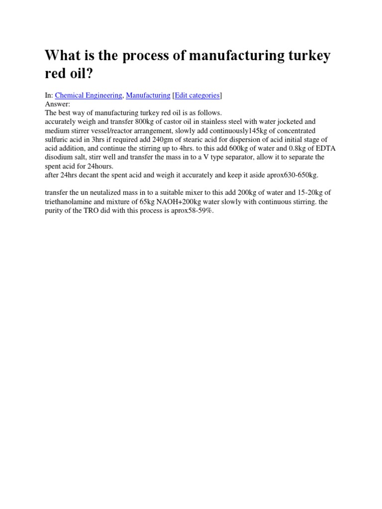 Turkey Red Oil | PDF