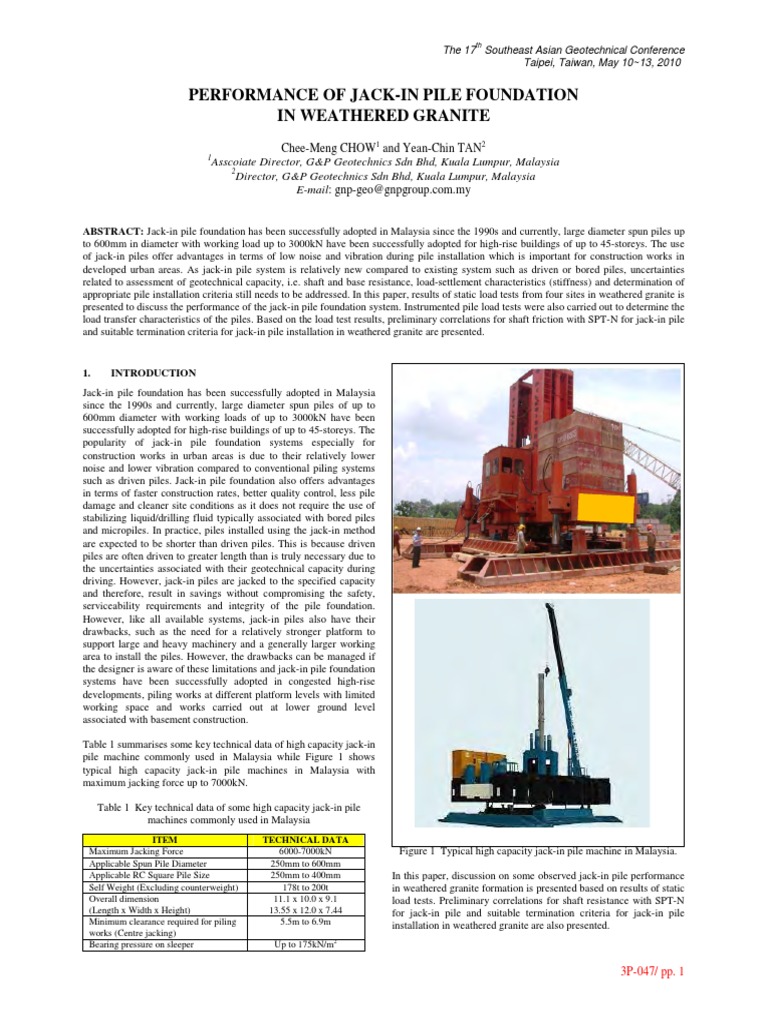 Jack-In Pile On Weathered Granite | PDF | Deep Foundation ...