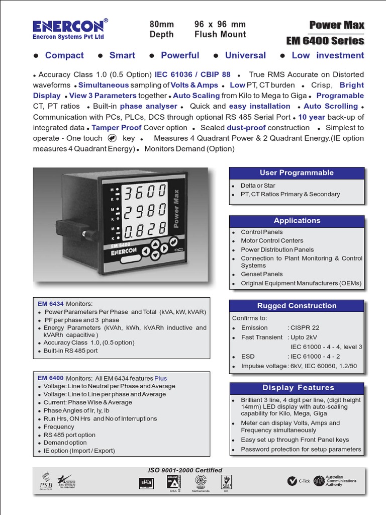 PowerMax EM 6000 Series Data Sheet | PDF | Ac Power | Amplifier