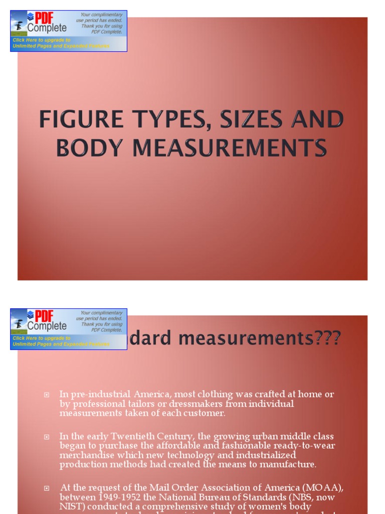 Figure Types - Sizes & Body Measurements | PDF | Softlines (Retail ...