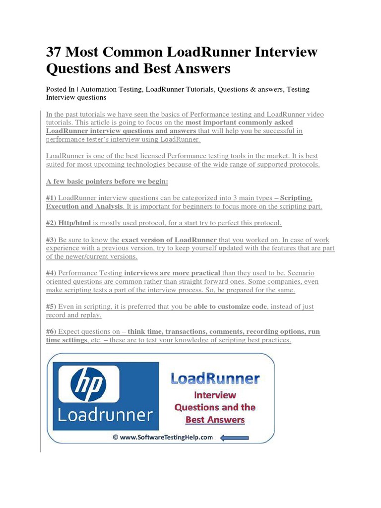 37 Most Common LoadRunner Interview Questions and Best Answers | PDF | Scripting Language ...