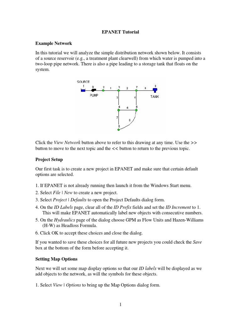 EPANET Tutorial | PDF