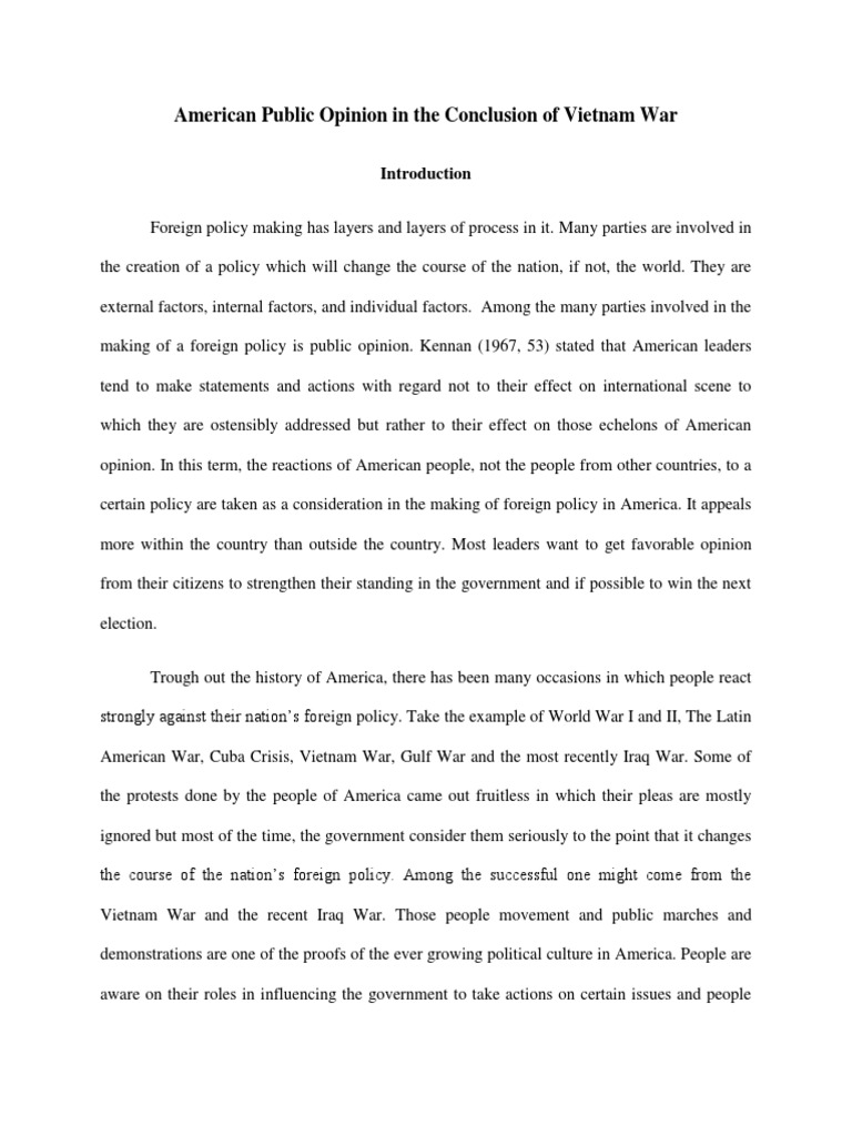 Public Opinion in The Conclusion of Vietnam War | PDF | Vietnam War ...