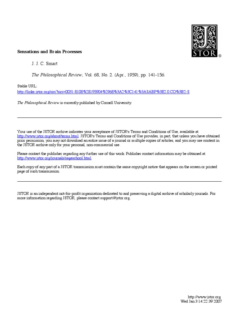 SMART - Sensations and Brain Processes | PDF