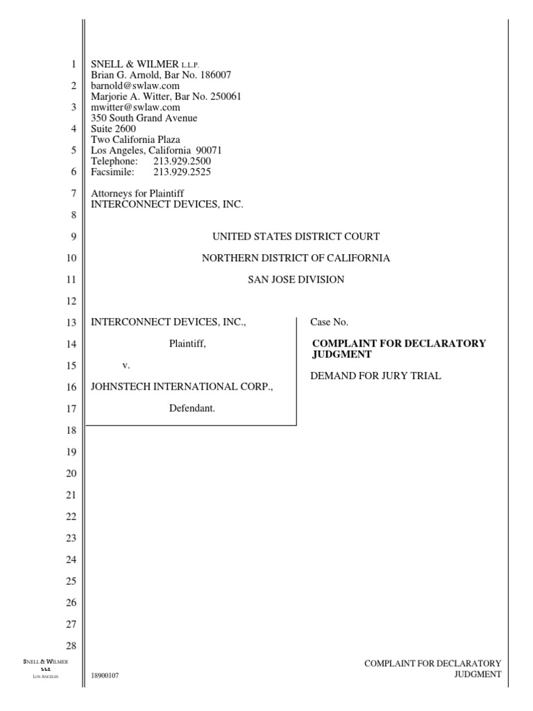 Legal Dispute: Patent Non-Infringement | PDF | Declaratory Judgment ...