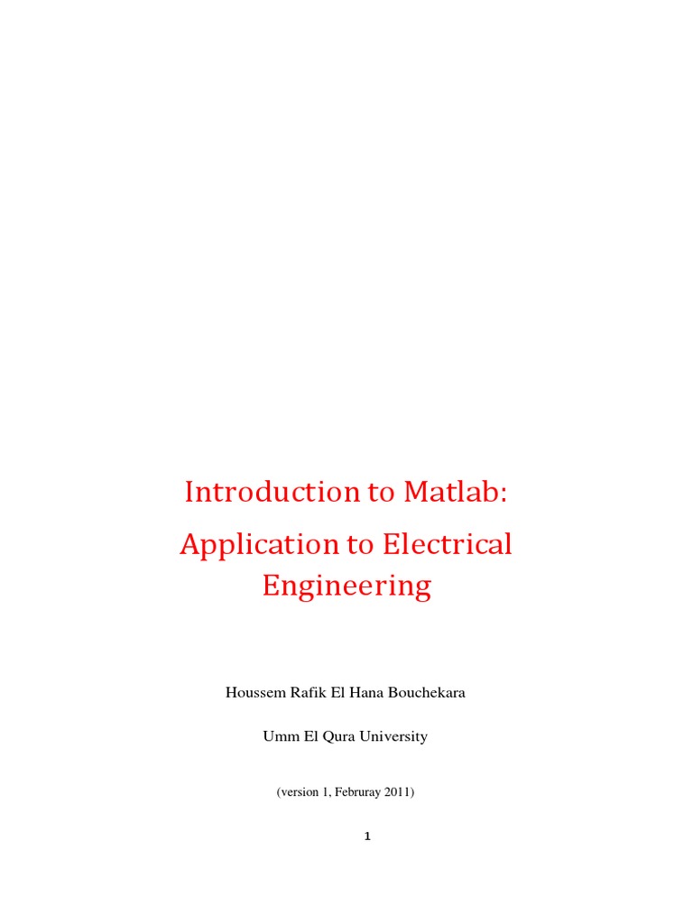 Introduction To Matlab Application To Electrical Engineering | PDF