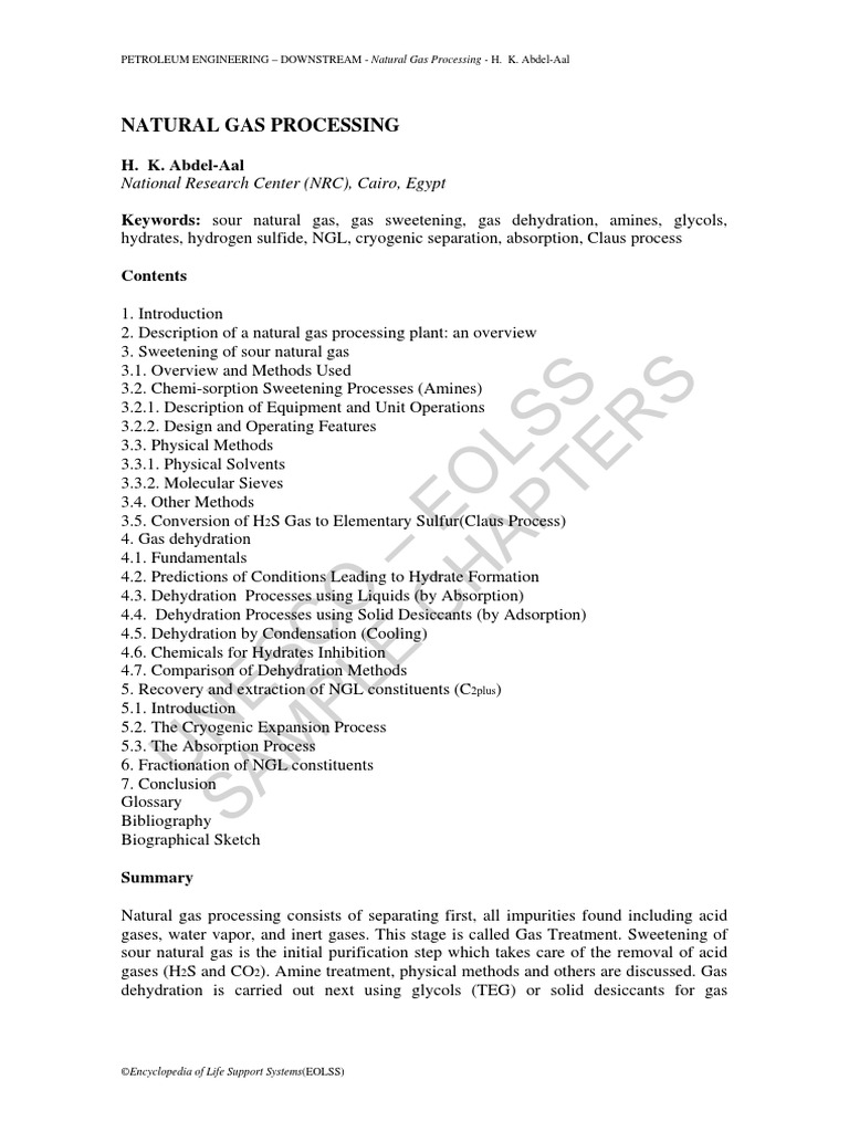 Description of Equipment and Unit Operations | PDF | Natural Gas ...