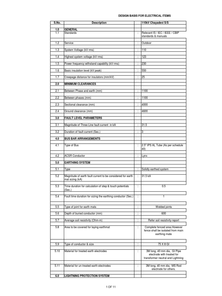 Electrical Design Basis | Download Free PDF | Insulator (Electricity ...
