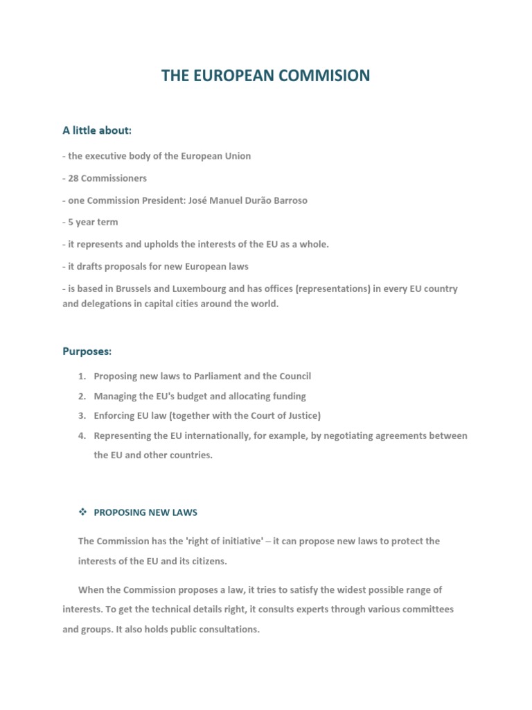 The European Commision: A Little About | PDF | European Commission ...