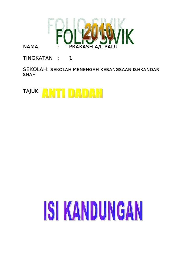 Folio Pendidikan Sivik (Anti Dadah) | PDF