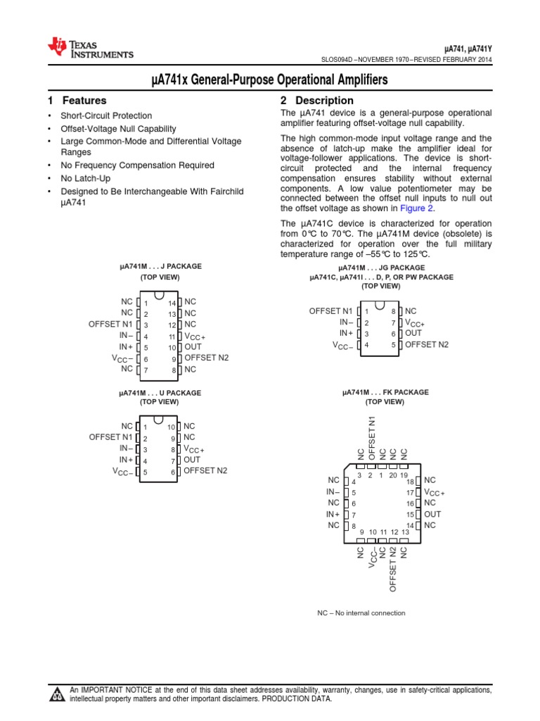 Ua741 Amplifier Operational Amplifier Free 30 Day Trial Scribd