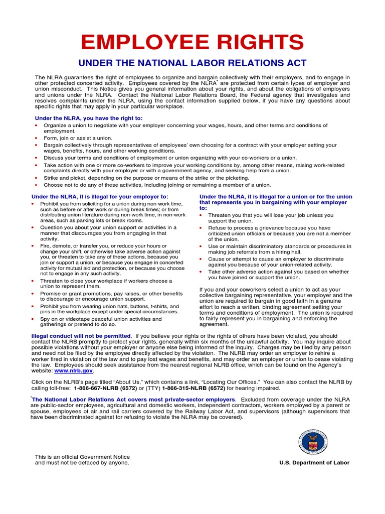 Employee Rights Under NLRA Explained | PDF | National Labor Relations ...