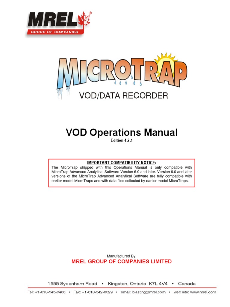 MicroTrap VOD Operations Manual Revision 4-2-1 | PDF | Battery Charger ...