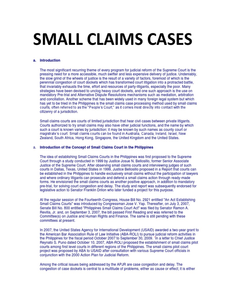Small Claims Cases Report | PDF | Lawsuit | Pleading